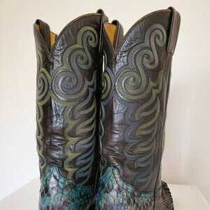 Tony Lama | Shoes | Tony Lama 9 2 Painted Blue Green Black Western ...